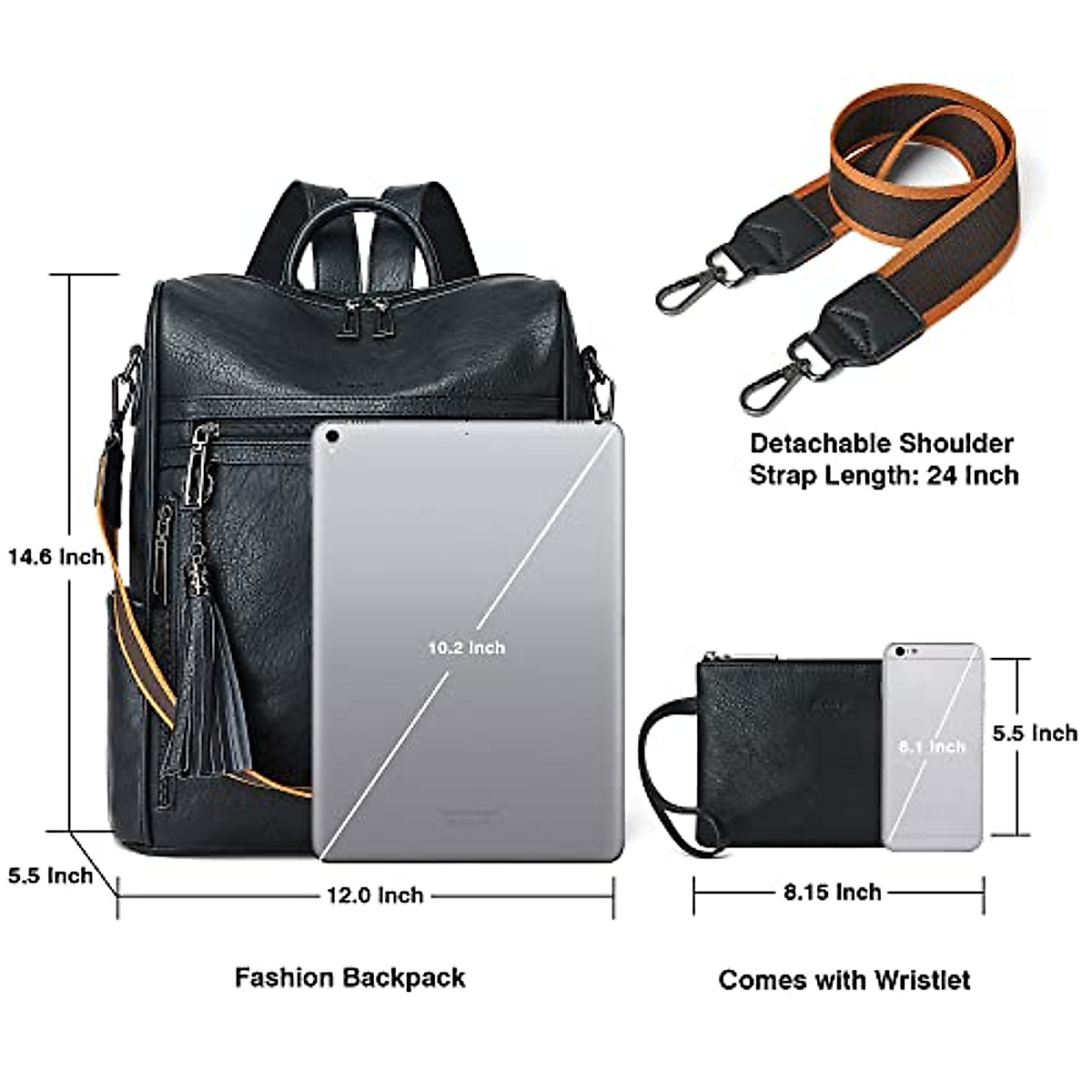 tiamyi Backpack Purse for Women Fashion Convertible Shoulder Bags Casual College Anti-Theft Daypack Wristlet with Tassel