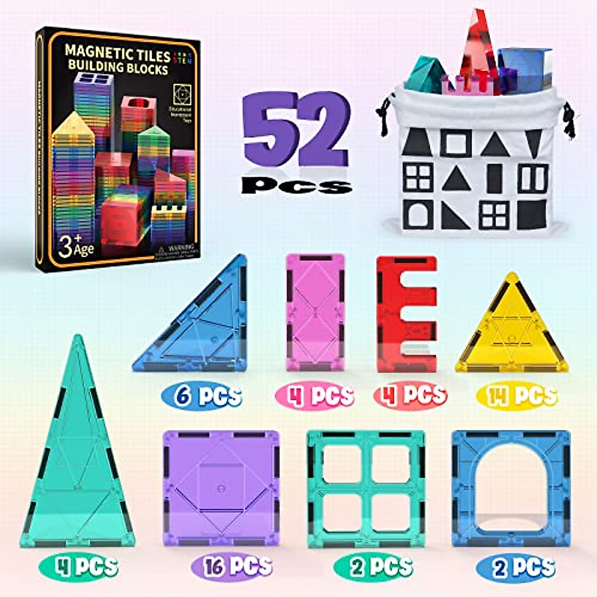 GobiDex Building Toys for Kids Ages 4-8 STEM Magnetic Tiles for Boys and Girls Magnet Blocks Toddler Gifts for Kids Ages 3-5
