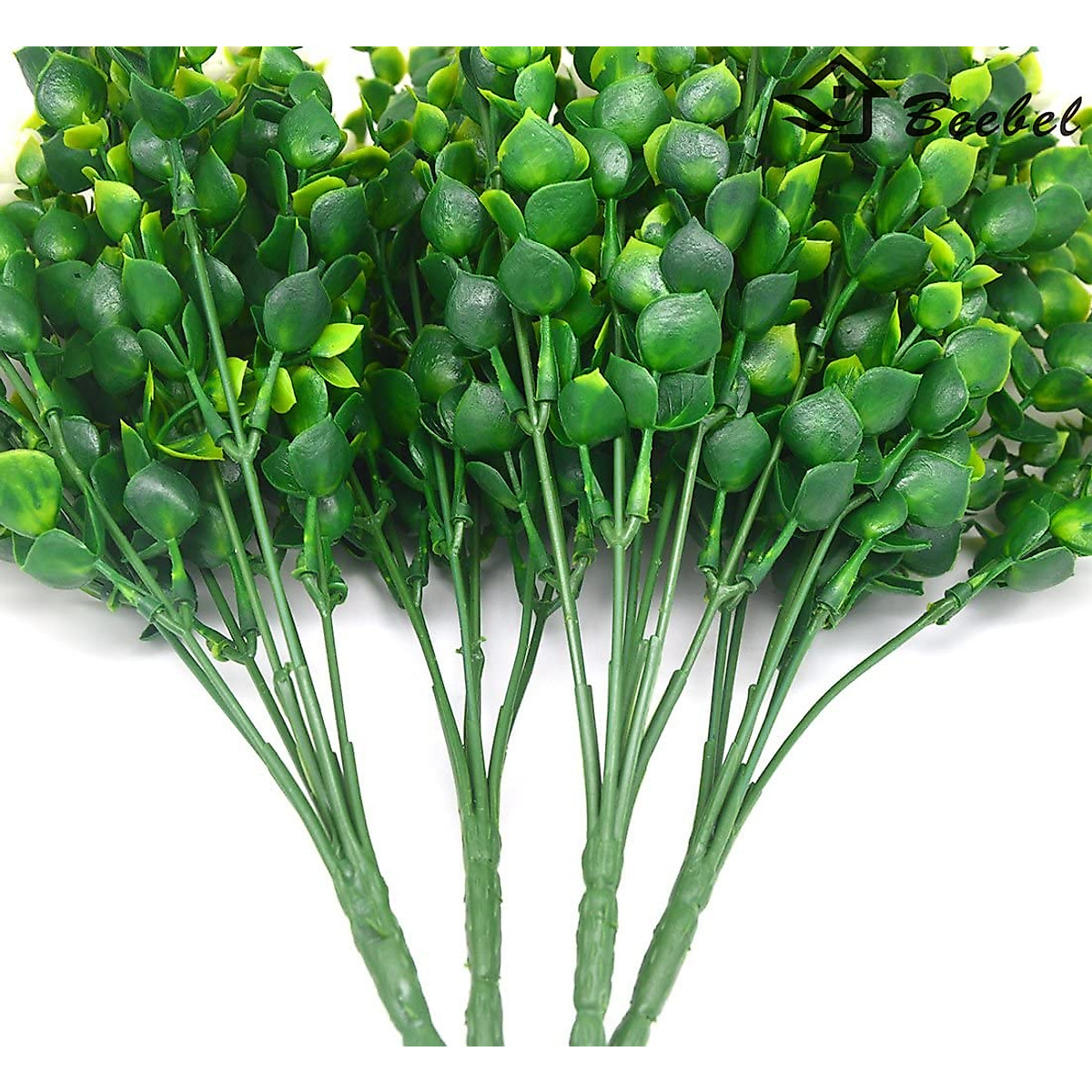 Beebel Artificial Flower Greenery Plants for Home Kitchen Dining Room Hanging Planter Garden,4 Bundles / White