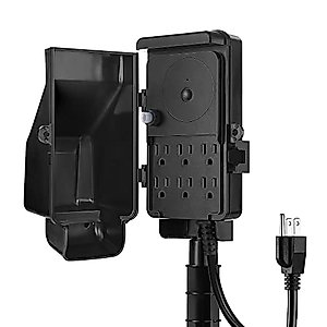 DEWENWILS WiFi Outdoor Outlet Timer, Smart Yard Stake Plug with 6 Outlets, Remote& Voice Control, Waterproof Power Stake Timer with 6Ft Cord, Alexa& Google Assistant Compatible, 1875W/15A, FCC Listed