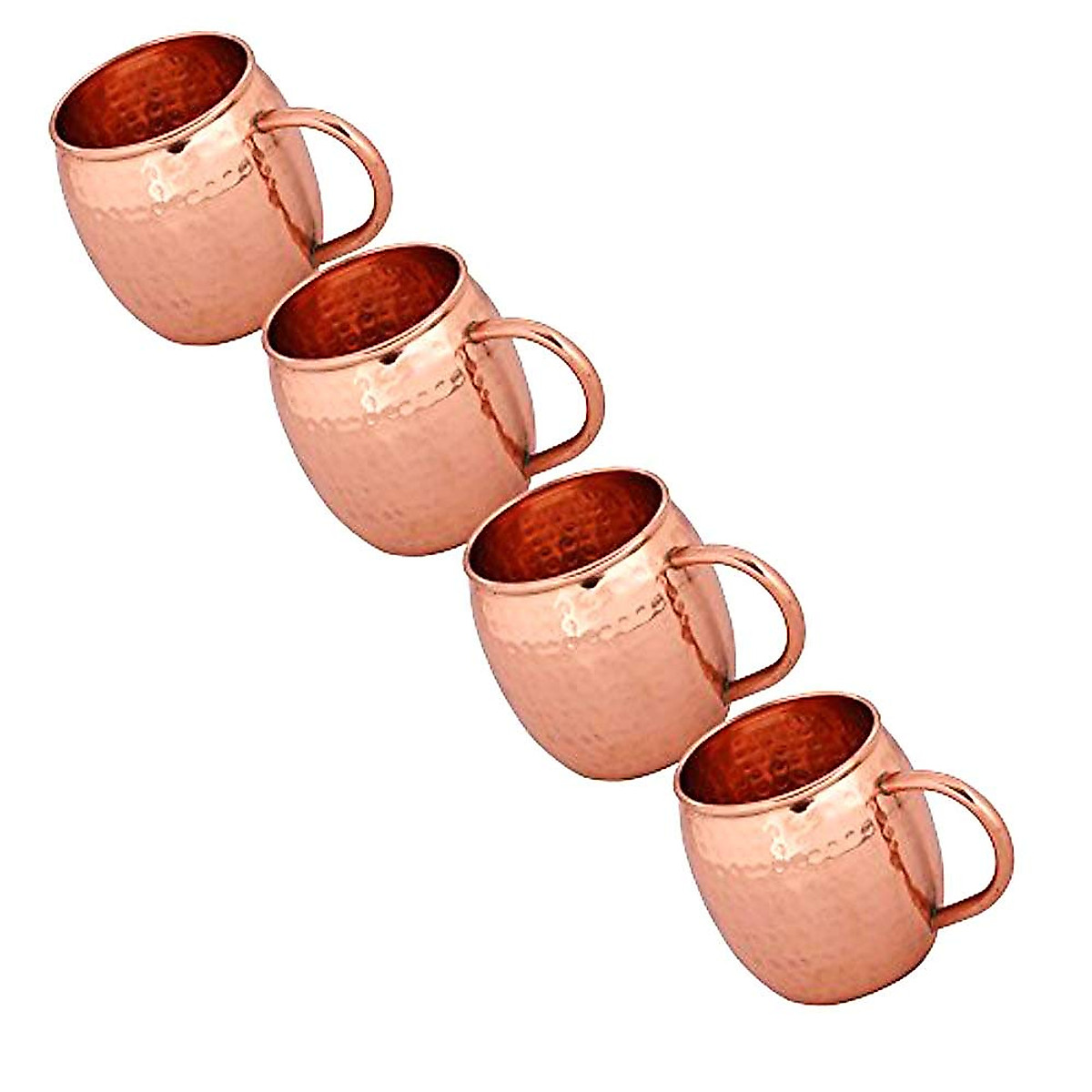 Kosma Set of 4 Moscow Mule Copper Mug 16 oz | 475 ml (Hammered Finish)