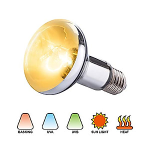 WACOOL Reptile Heat Lamp UVA UVB Reptile Light All in One, Simulated Full Spectrum Basking Sunlight Bulb for Reptile Amphibian Tortoise Snake Gecko Bearded Dragon Use + UVB Sensor Card 1PC