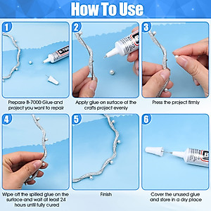 B-7000 Glue Clear for Rhinestone Crafts, Jewelry and Bead Adhesive B7000 Semi Fluid High Viscosity Glues for Clothes Shoes Fabric Cell Phones Screen Repair Metal Stone Nail Art Glass (4x15 ml/0.5 oz)