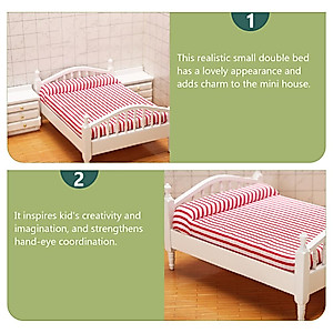Totority Wooden Dollhouse Bed - 1: 12 Doll House Furniture Miniature Dollhouse Tabletop Accessories Dollhouse Furniture Mini Furniture