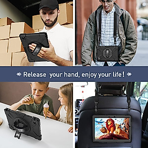 GROLEOA Samsung Galaxy Tab A8 Case 10.5 2022: Protective Rugged Samsung A8 Case for Kids with Pen Holder- Hand Strap- Kickstand- Shoulder Strap for Tablet A8 Case 10.5 Inch (SM-X200/X205/X207), Purple