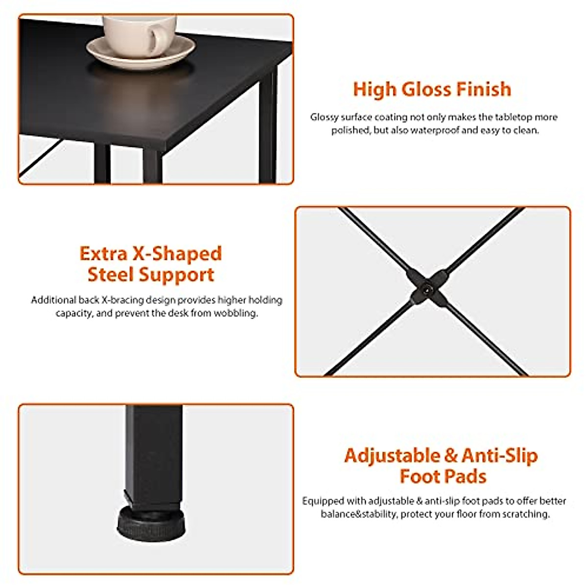 ZENY Small Computer Desk with Storage Shelves, 36” Sturdy Home Office Writing Desk/Laptop PC Workstation Desk, Metal Frame Computer Table, Black