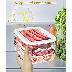 QUSUKO Deli Meat Container for Fridge, Lunch Meat Container for Refrigerator, Food Storage Boxes with Lid for Cold Cuts, Lunch Meat, Salami, Meal Prep Containers, BPA Free, 3pcs