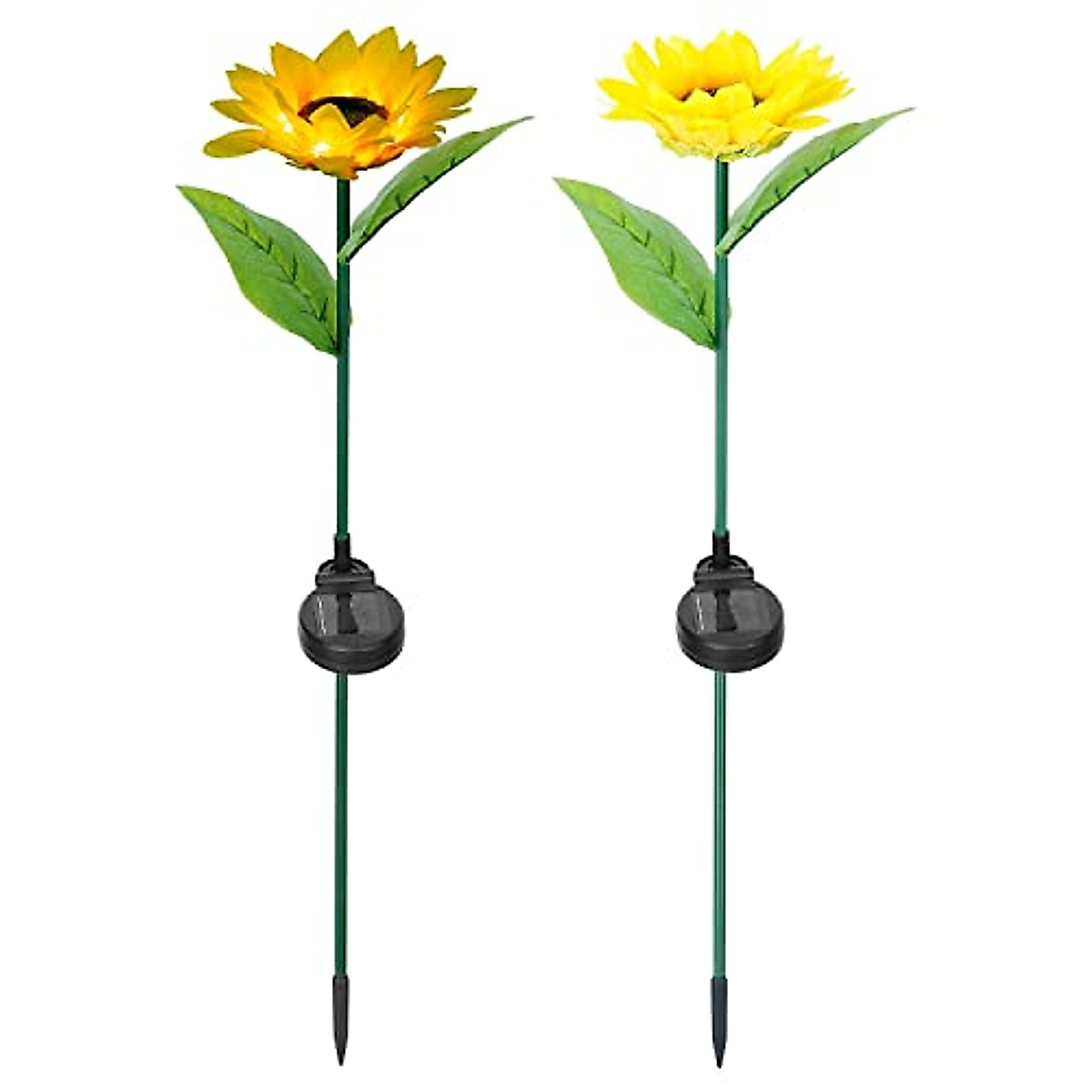 wenyuyu 2 Piecs Outdoor Solar Garden Stake Lights, 10 LED Sunflower Solar Powered Light, Waterproof Decorative Lights for Path Patio Backyard Lawn