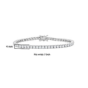 Shineadime 4MM Round Cut Cubic Zirconia Tennis Bracelet For Women 14K White Gold Over 925 Sterling Silver Size-7" Inch Bracelet (Clarity- VVS1, D-Color)