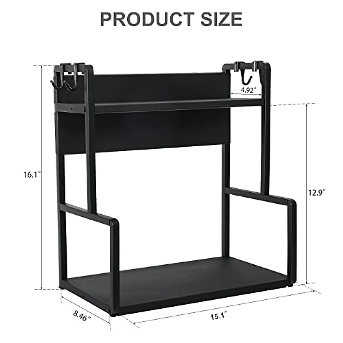 RekRang Bathroom Organizer Countertop,2 Tier Metal Kitchen Spice Rack Bathroom Tray Cosmetic Organizer,Counter Storage Shelf for Bathroom Kitchen Living Room Bedroom (Black)