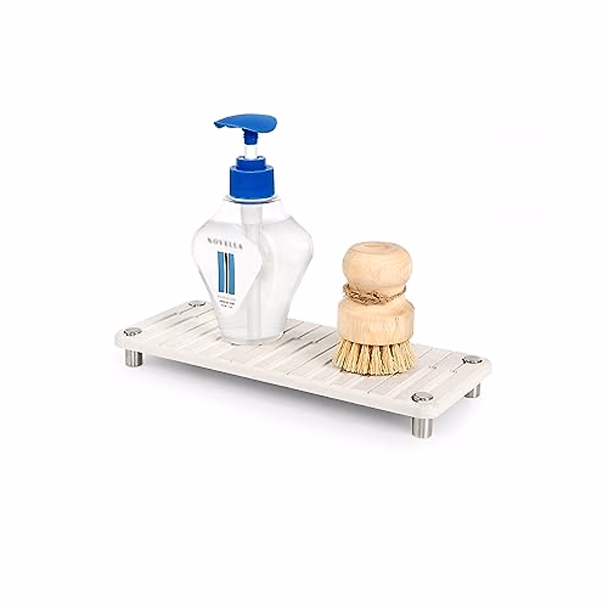 Floatant Sink Caddy Instant Dry Sink Organizer Diatomaceous Earth Bathroom Sink Organizer Fast Drying Bottle Drying Rack Dish Soap Sponge Holder for Kitchen Sink, Grey