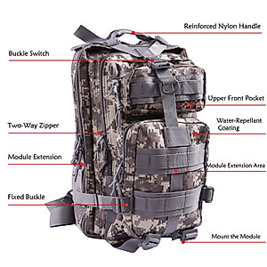 HDE Tactical Military Backpack 20L MOLLE Bug Out Bag Survival Backpacks