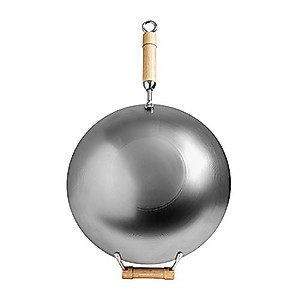 JOYCE CHEN Classic Series 14-Inch Round Bottom Carbon Steel Wok with Birch Handles