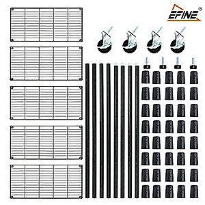 5-Shelf Shelving Units and Storage on Wheels with 5-Shelf Liners, NSF Certified, Adjustable Carbon Steel Wire Shelving Unit Rack for Garage, Kitchen, Office, Black (63H X 30W X 14D)