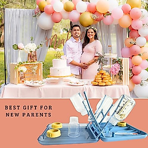 6 in 1 Baby Bottle Cleaning Brush Set : Silicone Bottle Brush, Nipple Brush, Straw Brush, Baby Bottle Drying Rack Space Saving, Soap Dispenser, & Storage Box. Newborn Essentials Must Haves. Green