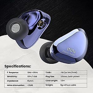 iBasso IT01s Audiophile in-Ear Monitors with DiNaTT Dynamic Driver (Blue Mist)
