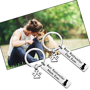 FEELMEM Dog Lover Gift Rottweiler Lover Gift Best Rottweiler Mom/Dad Ever Keychain Set Fur Mama Mom of Dogs Jewelry Dog Father Dad Owner Pet Doggo Keyring Gift (Best Rottweiler mom/DAD)