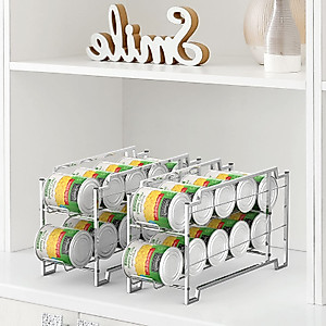 Soda Can Organizer for Refrigerator Stackable Beverage Can Dispenser Can Organizer for Pantry Can Holder Kitchen Cabinet Countertop 2 Pack