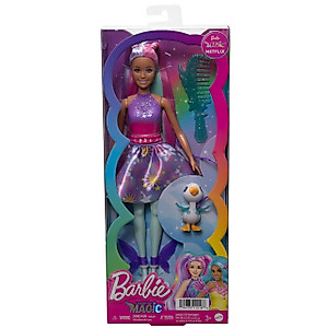 Barbie A Touch of Magic Fashion Doll, The Glyph with Fantasy Outfit & Colorful Hair with Comb & Pet Accessories
