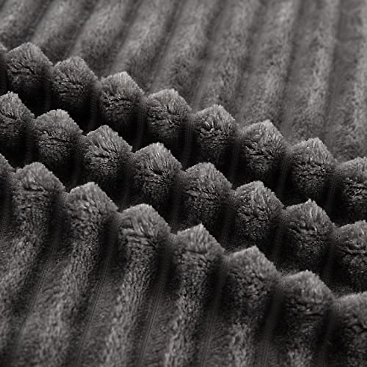 DaysU Striped Fleece Blanket, Soft Cozy Reversible Flannel Sherpa Throw Blanket for Couch, Thick Warm Fluffy Fuzzy Plush Large Queen Size Blanket for Bed, 1 Pack, 86" x 94", Grey