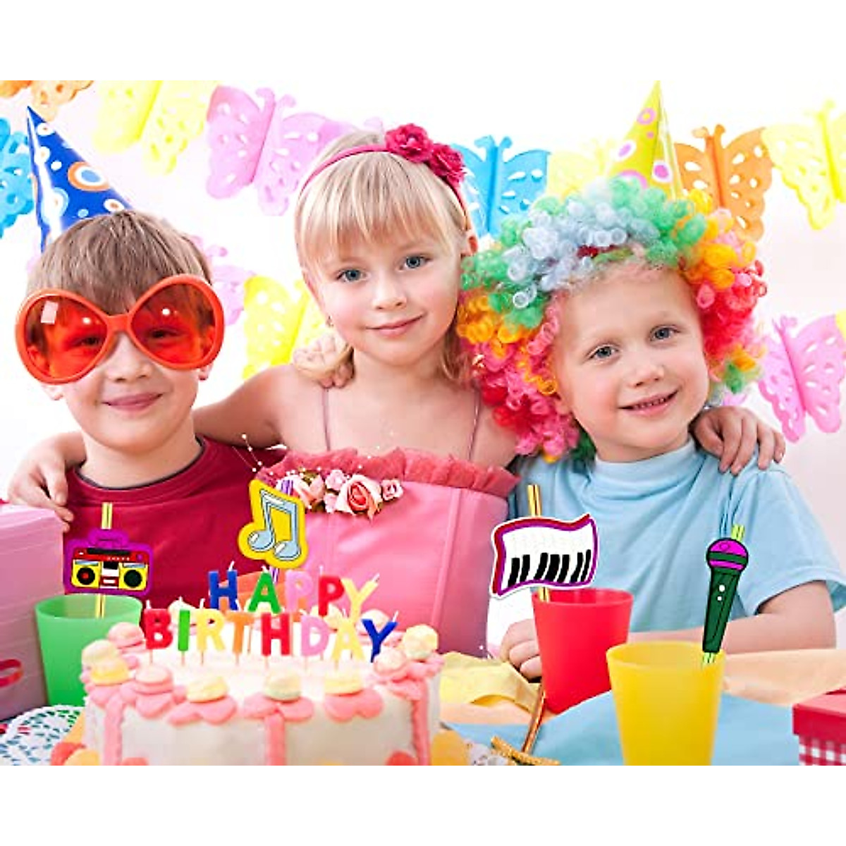 24 Pieces Music Straws for Drink Cocktail Straws Tik Tok Rock Star Rock Music Birthday Party Supplies Party Favor with 2 Pieces Cleaning Brush 6 Colors Straws