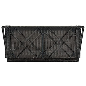 FANYE Outdoor PE Wicker Swing Chains, Pillows for Garden, Backyard, Pond Porch Furniture Set, 2 Seaters Double Rattan Cushioned Conversation Hanging Sofa & Couch, Brown+Beige