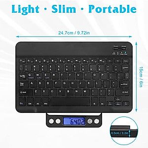 Ultra-Slim Rechargeable Bluetooth Keyboard Compatible with Microsoft Surface Duo and Other Bluetooth Enabled Devices Including All iPads, iPhones, Android Tablets, Smartphones, Windows pc, Black