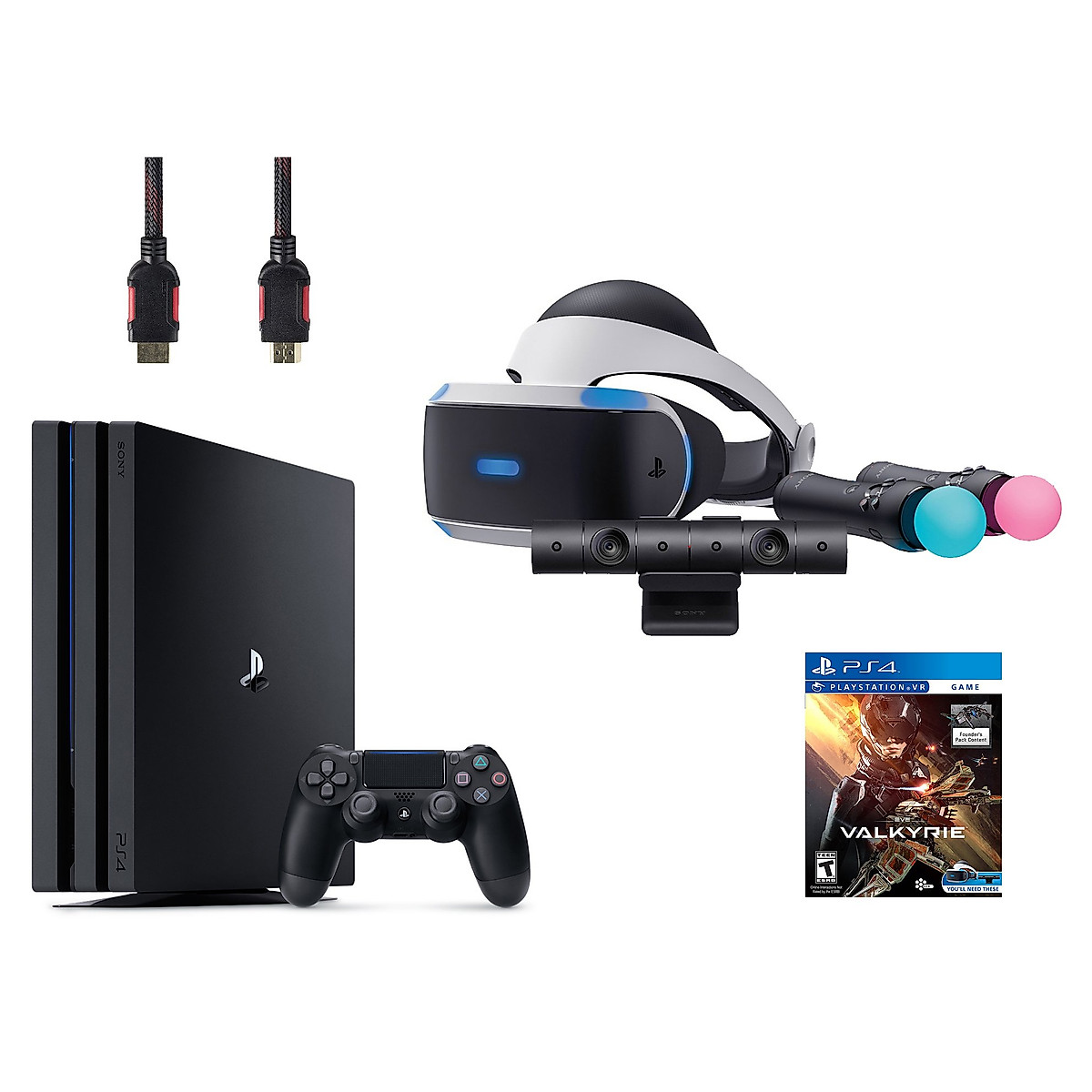 PlayStation VR Start Bundle 5 Items:VR Headset,Move Controller,PlayStation Camera Motion Sensor,PlayStation 4 Pro 1TB,VR Game Disc PSVR EV-Valkyrie