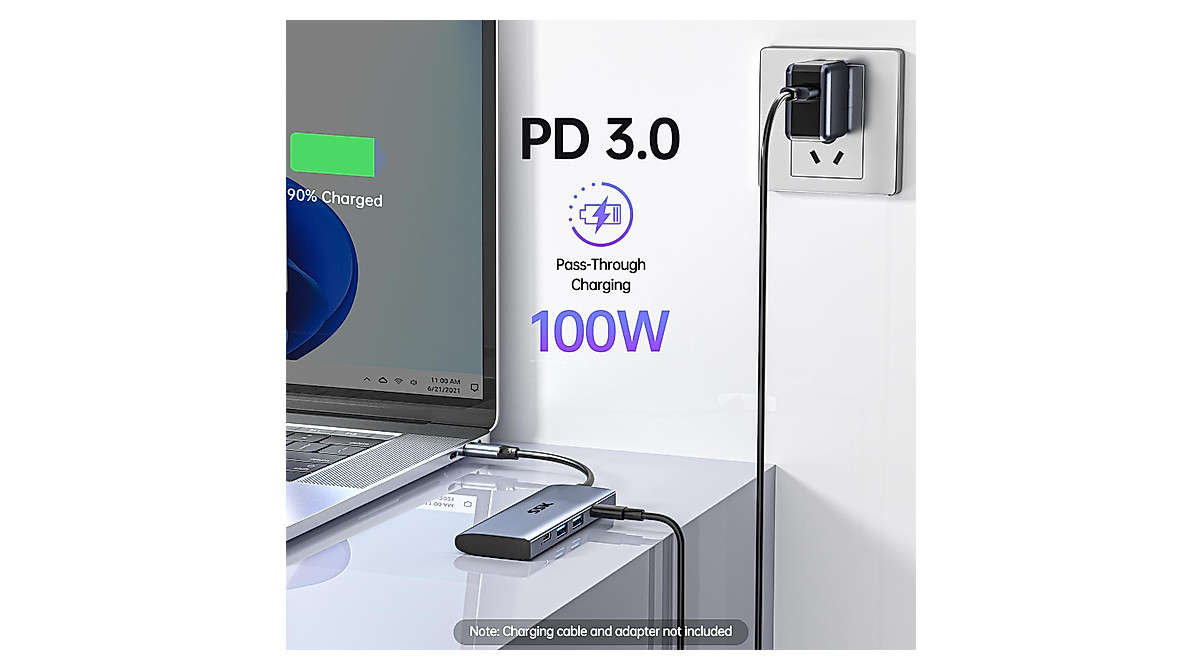 SSK USB C Hub - 10Gbps 4-in-1 Adapter with 100W PD