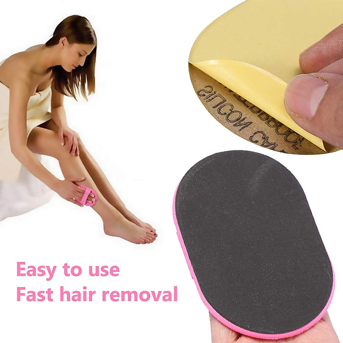 Hair Remover Buffer Pads, Hair Removal Exfoliating Pad Smooth Legs Skin Painless Scrub Depilatory Sanding Tool Set Smooth Away Replacement Pads for Body Physical Hair Removal Tool