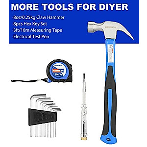 URASISTO 24-Piece Household Tool Kit for Men Repair Hand Tool Set Bag with Hammer, Screwdriver,Pliers, Wrench set with Storage Bag