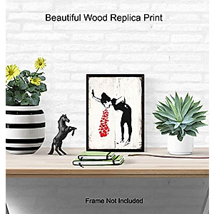 Banksy Wall Art - Love Sick Graffiti Art - Sign Plaque Photo Print - Funny Gift for Urban Street Art Mural Fans - Cool Unique Original Room or Home Decor, Wall Decoration Poster - 8x10 Unframed