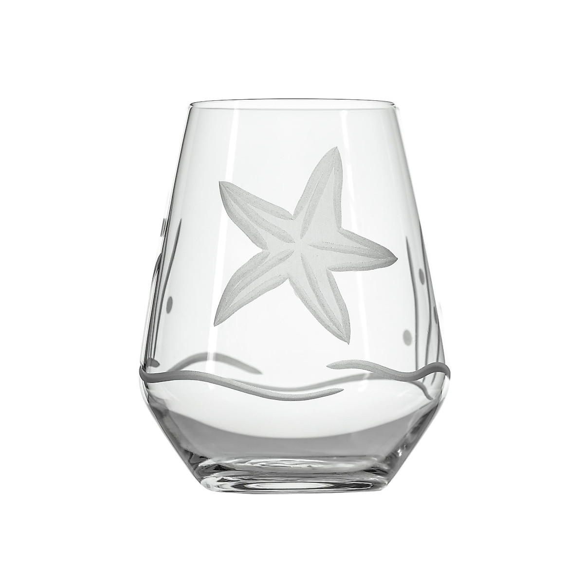 Rolf Glass Starfish Stemless Wine Tumbler 18 ounce - Stemless Wine Glasses - Lead-Free Glass - Etched Tumbler Glasses - Proudly Made in the USA (Set of 2)