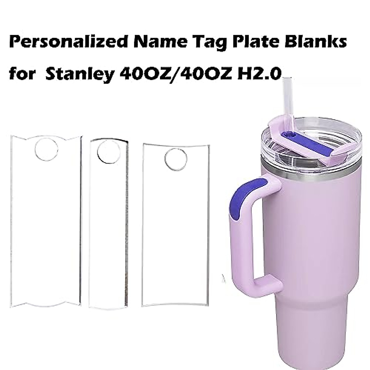 15PCS 40oz Acrylic Name ID Plate Blank for Stanley 40OZ 3 Shape ID Plate Name Plate Name Tag for Stanley Tumbler