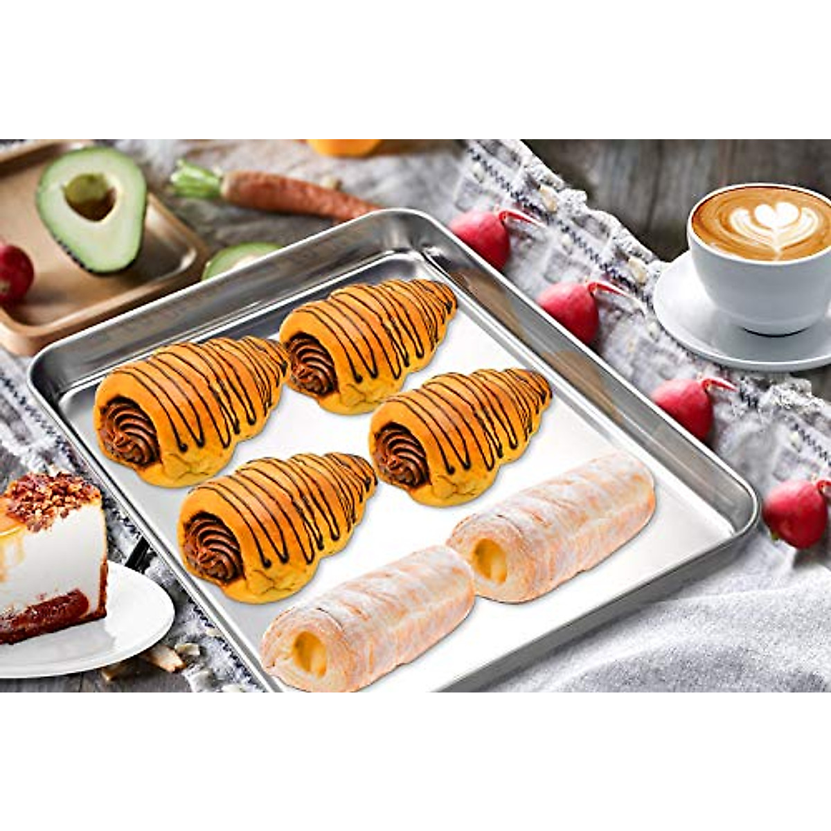 Baking Sheet, Yododo Stainless Steel Baking Pans Tray Cookie Sheet Toaster Oven Tray Pan Cookie Pan, Non Toxic & Healthy, Superior Mirror Finish & Rust Free, Easy Clean & Dishwasher Safe - 23½ inch
