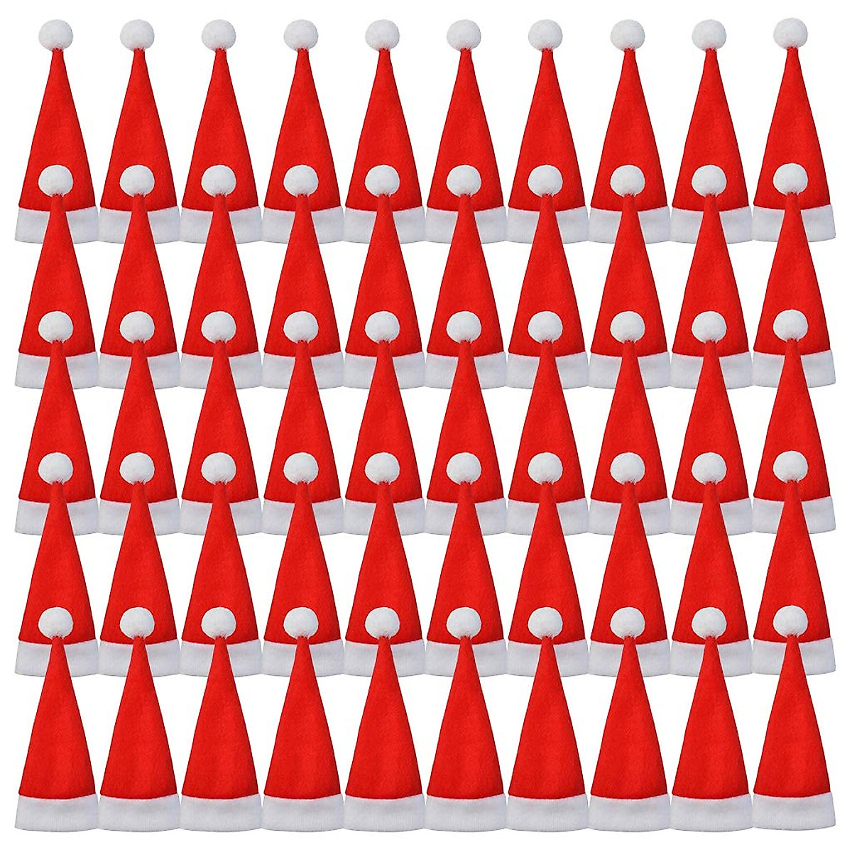 Marrywindix 50 Pieces Christmas Santa Hats Silverware Holders, Christmas Cutlery Holders for Xmas Party Dinner Utensil and Flatware Organizers Decorations Supplies