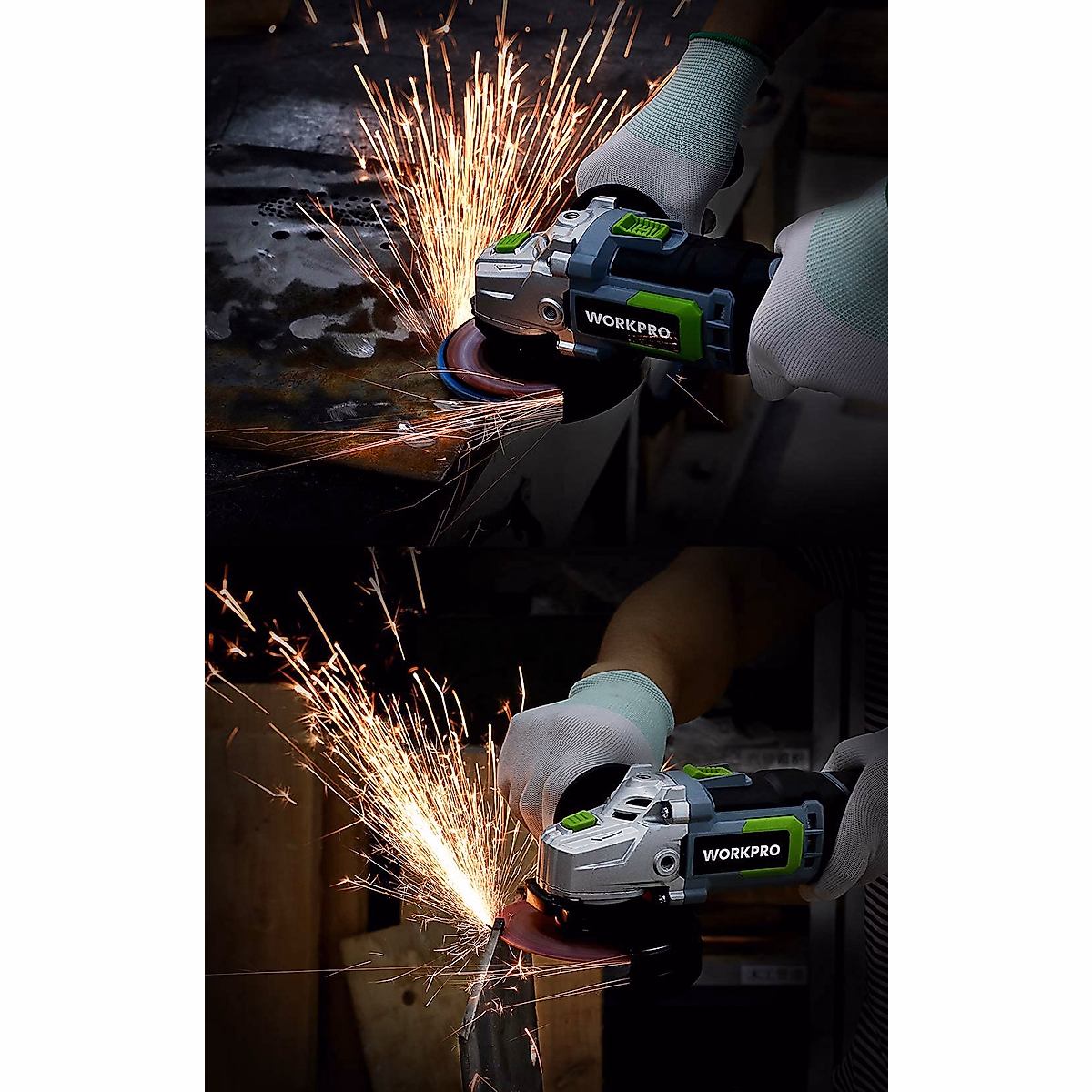 WORKPRO 20V Cordless Angle Grinder Kit, 4-1/2 Inch and WORKPRO 20-Pack Flap Discs, 4-1/2-inch, Arbor Size 7/8-inch