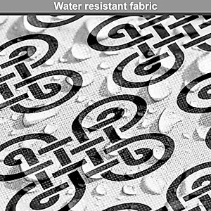 Ambesonne Celtic Fabric by The Yard, Old-Fashion Irish Knot Motifs in Symmetric Regular Design European Culture Theme, Decorative Fabric for Upholstery and Home Accents, 1 Yard, Black White