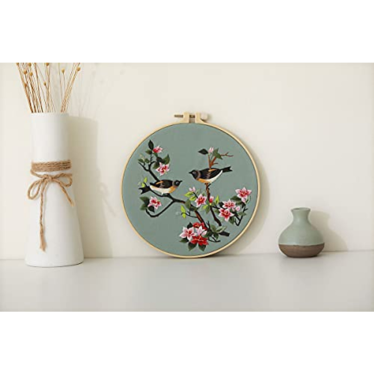 Anidaroel 3 Sets Embroidery Starters Kit for Beginners, Cross Stitch Kits for Adults Include 3 Embroidery Cloth with Birds Pattern, 1 Embroidery Hoop, Color Threads and Needles