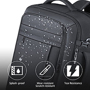 TEDNETGO Travel Backpack, Carry On Backpack, Laptop Backpack, 40L Expandable Airline Approved Large Business Travel Backpack, Durable Water Resistant Hiking Backpack Outdoor Sports Rucksack, Black