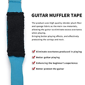 SAPHUE 2PCS Guitar String Mute Damper,Guitar String Cover Tape, Adjustable Bass Mute, Fingerboard Mute Tape, Musical Instrument Accessories（blue）