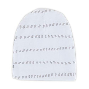 Petit Dreams Adjustable Swaddle and Beanie Set Jersey Knit Cotton for Baby Boy Or Baby Girl from 0-3 Months, Grey Dotted Stripes