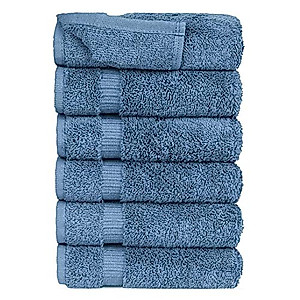 FTB Classic Turkish Luxury Hotel & Spa Kitchen Towels, Hand Towels Set 6 Piece 16X30 Inches Hand Towels (Wedgewood, 6 Hand Towels)