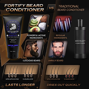 Bossman Fortify Intense Beard Conditioner - Shower Beard Wash - Beard Straightener for Men - Moisturizer and Beard Softener for Men - Beard Growth Products - Made in USA (Royal Oud Scent)