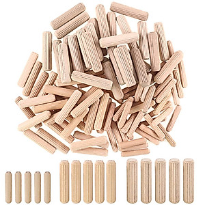 Hilitchi 900Pcs 6mm 8mm 10mm L Fluted Wood Dowel Pins & 1/4” 5/16” 3/8" L Fluted Wood Dowel Pins