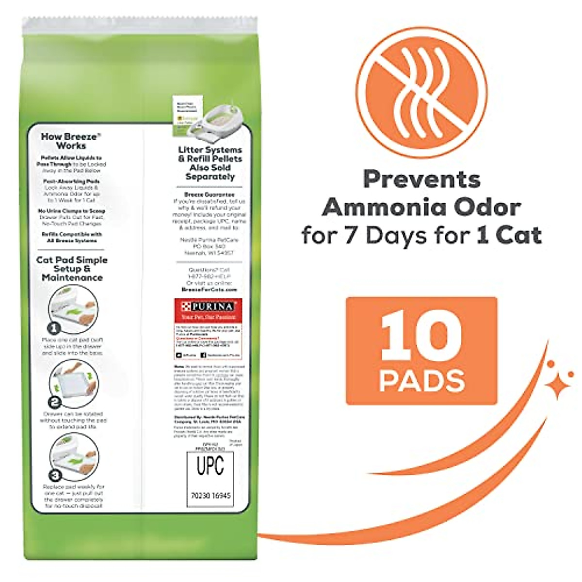 Purina Tidy Cats Breeze Litter System Cat Pad Refills, Breeze Morning Fresh Scent 10ct. Refill Pack - 10 Count (Pack of 1)