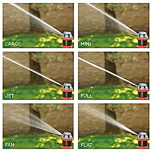 Eden 96122 Metal Adjustable 6-Pattern Mobile Rotary Gear Drive Garden Sprinkler for Yard W/Quick Connect Starter Set, Waters up to 80 ft. in Diameter