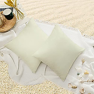 OHCOZZY Pack of 2 Outdoor Pillow Covers, Waterproof Decorative Throw Cushion Case Pillowcase for Garden Patio Furniture 18x18 Inch Cream White