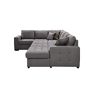 Eafurn U Shaped Sectional Pull Out Bed and Storage Chaise, Oversized Convertible Sleeper Detachable Cushion Back,Comfy Upholstered Sofa & Couch Sofabed for Living Room, Grey 6 Seater 123"