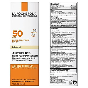 La Roche-Posay Anthelios Mineral Ultra-Light Face Sunscreen SPF 50, Zinc Oxide Sunscreen for Face, 100% Mineral Sunblock, Oil Free Sunscreen for Sensitive Skin, Daily Sun Protection